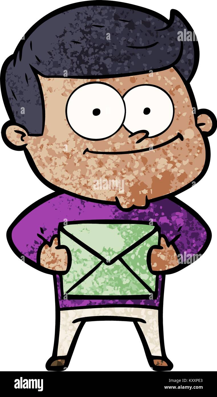 cartoon happy man holding letter Stock Vector Image & Art - Alamy