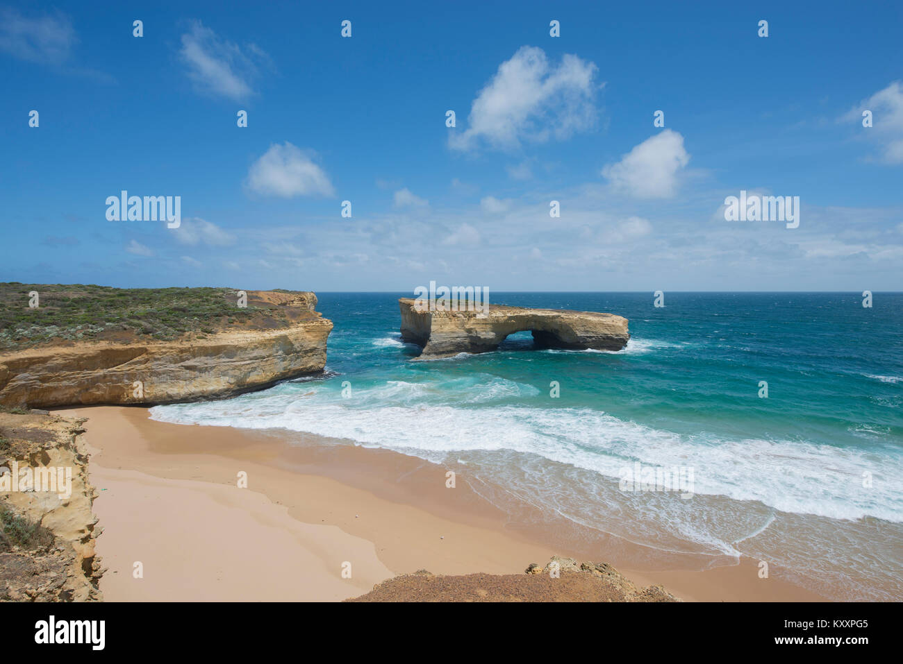 London Bridge is a limestone rock formation near Port Campbell, along ...