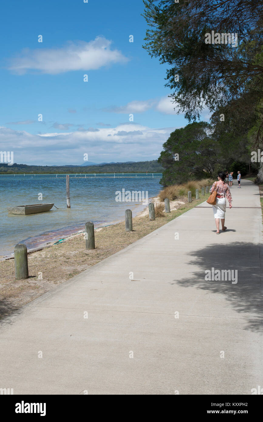 The Merimbula Boardwalk at the town of Merimbula in New South Wales ...