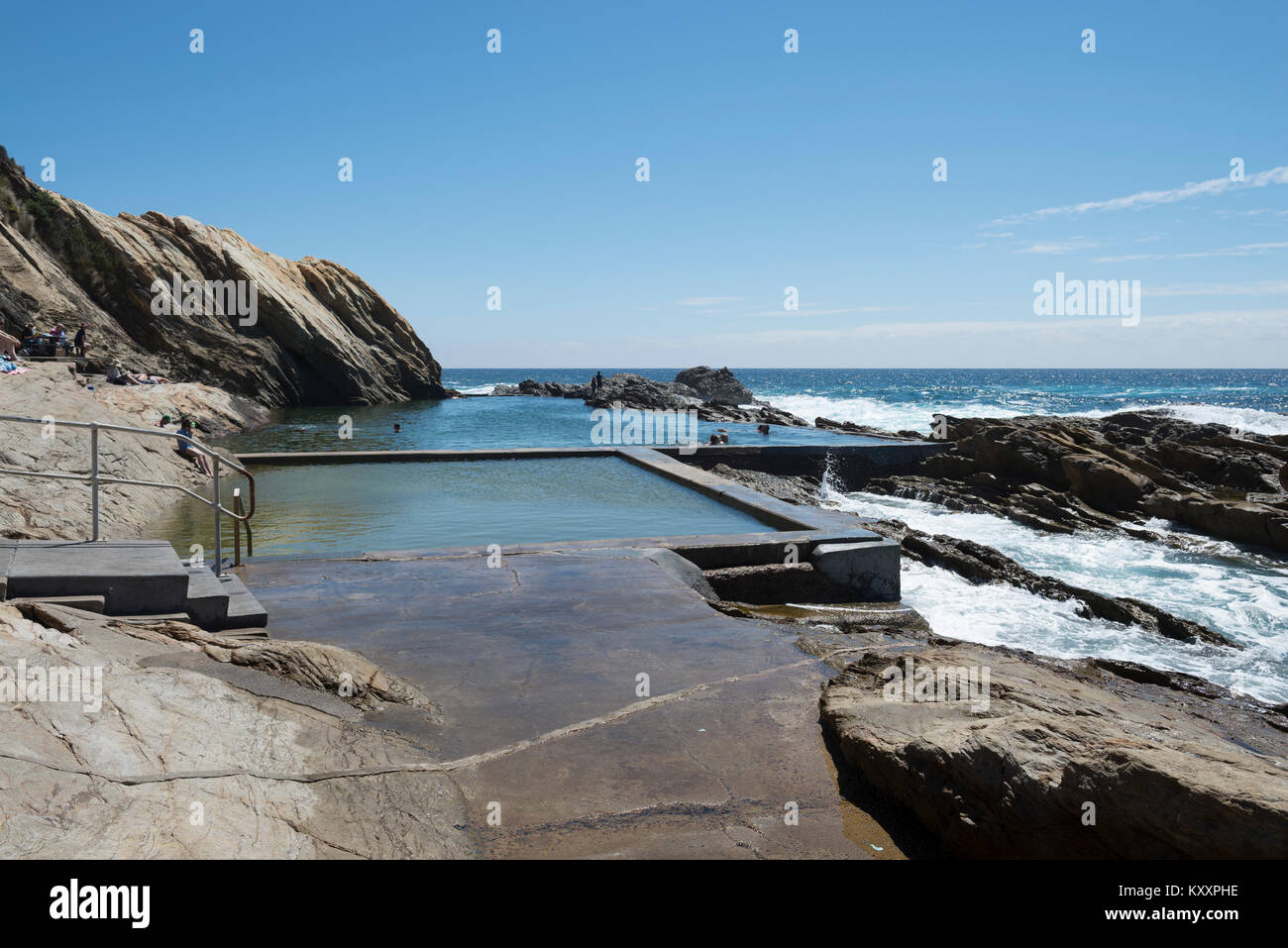 Bermagui's famous Blue Pool in New South Wales, Australia, is a natural ...