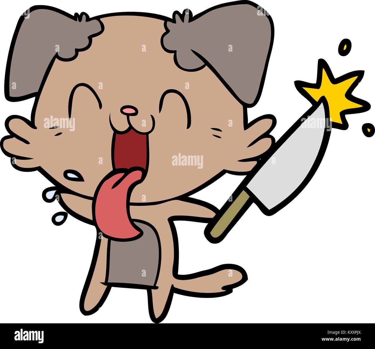 cartoon crazy dog with knife Stock Vector Image & Art - Alamy