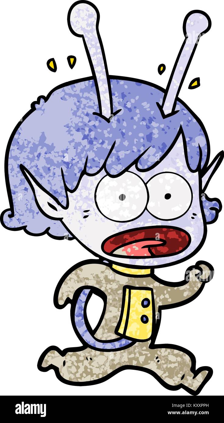 cartoon shocked alien girl Stock Vector Image & Art - Alamy