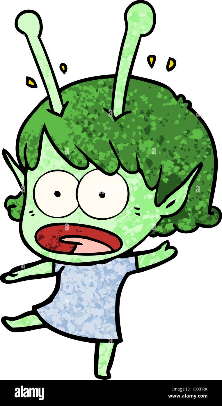 cartoon shocked alien girl Stock Vector Image & Art - Alamy