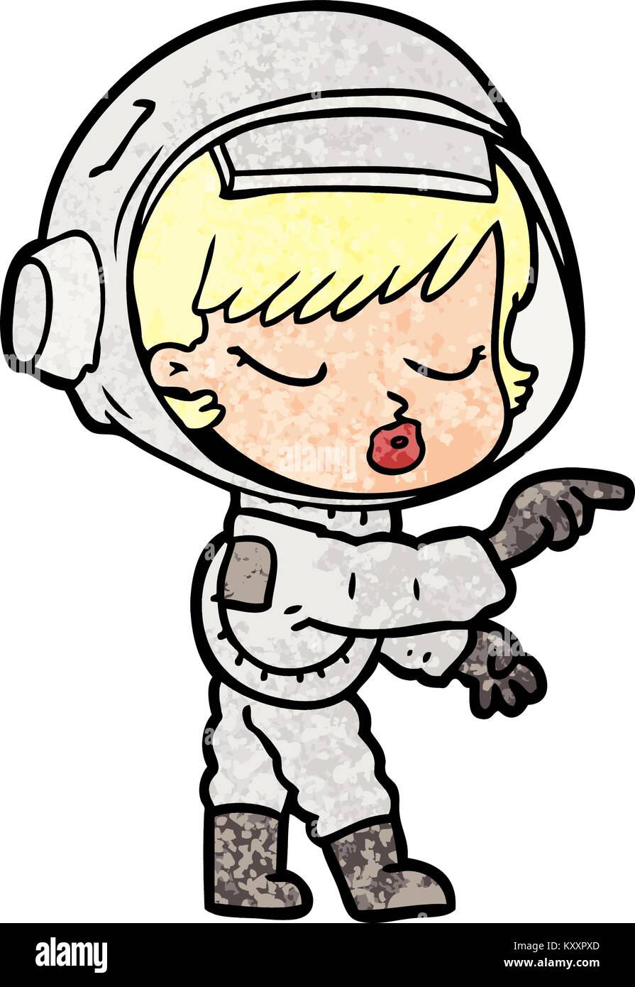 cartoon pretty astronaut girl pointing Stock Vector Image & Art - Alamy