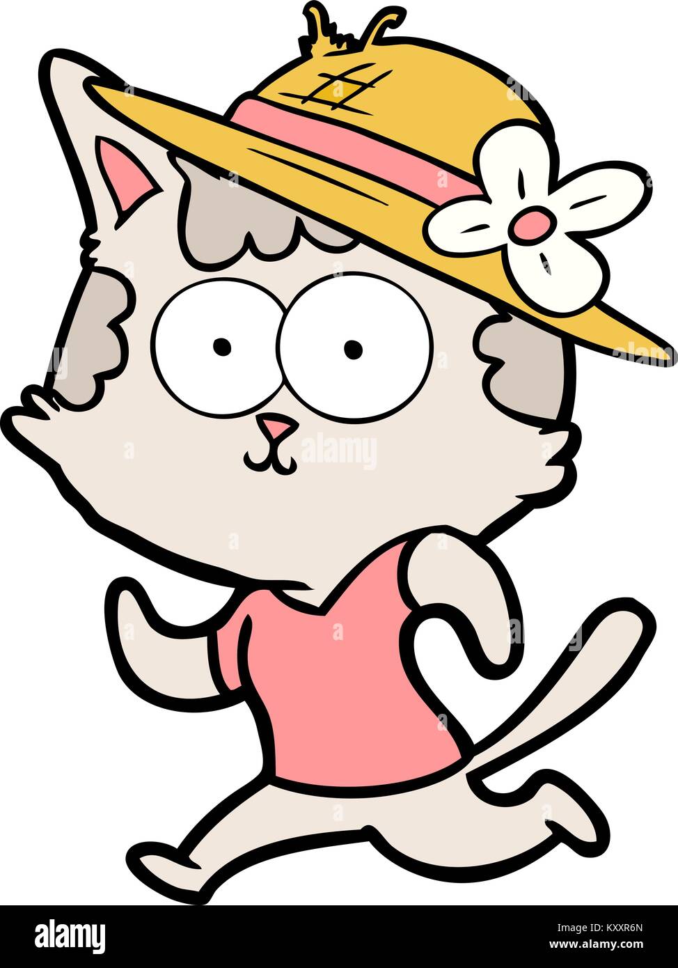 happy cartoon cat jogging in hat Stock Vector Image & Art - Alamy