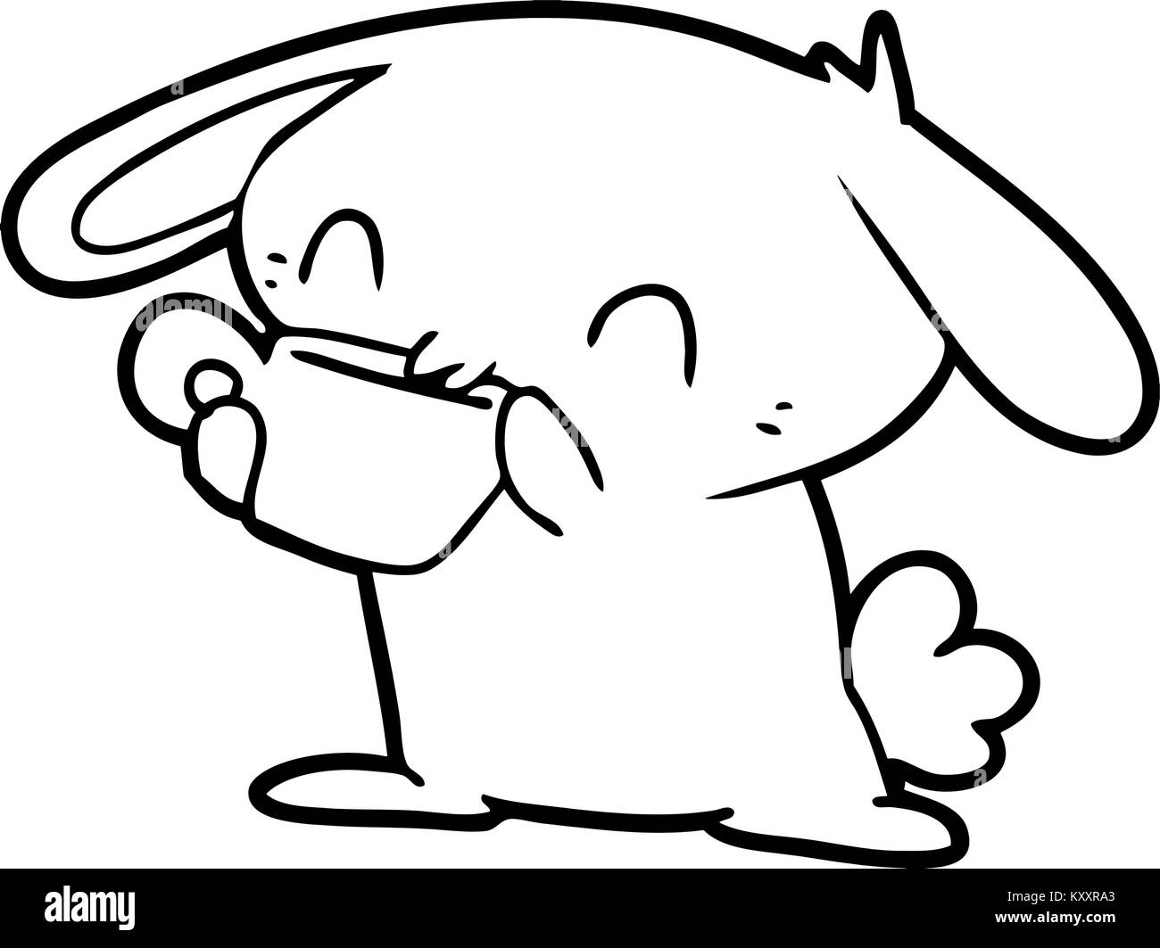cartoon rabbit drinking tea Stock Vector Image & Art - Alamy