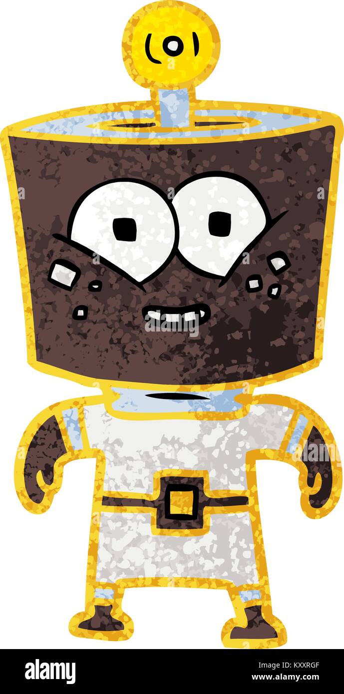 happy energized cartoon robot Stock Vector Image & Art - Alamy