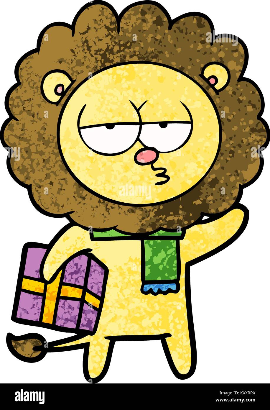 cartoon tired lion with gift Stock Vector Image & Art - Alamy