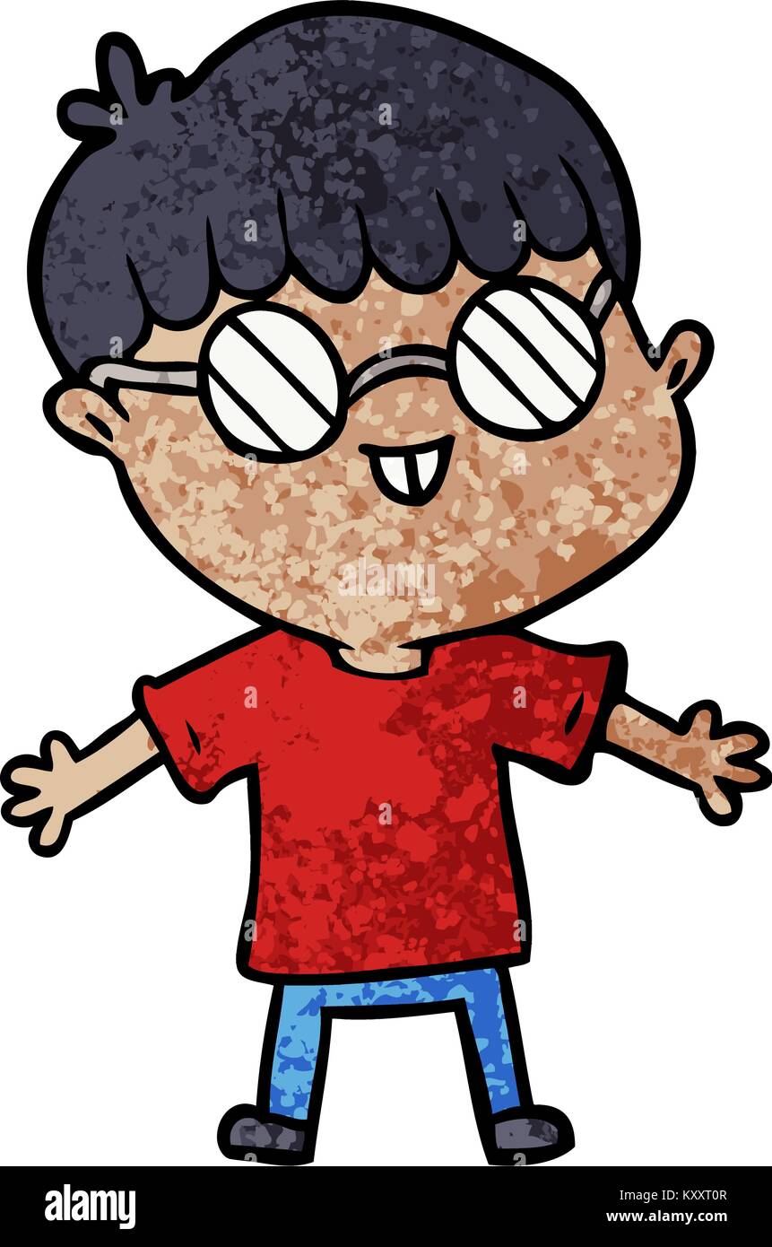 cartoon boy wearing spectacles Stock Vector Image & Art - Alamy