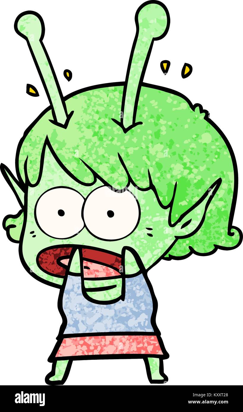 cartoon shocked alien girl Stock Vector Image & Art - Alamy
