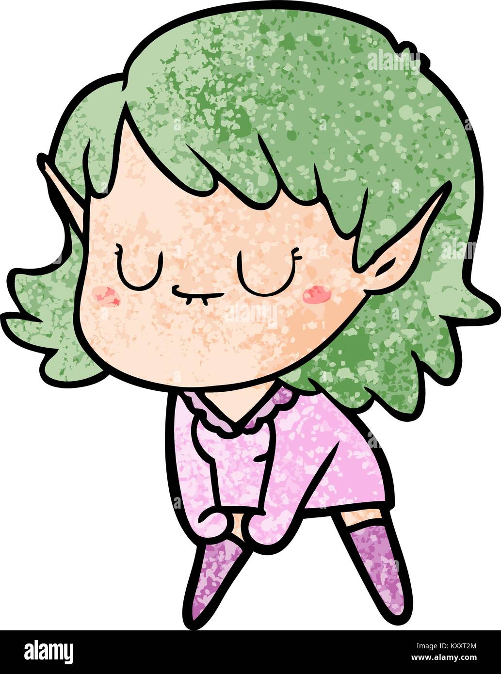 happy cartoon elf girl posing Stock Vector Image & Art - Alamy