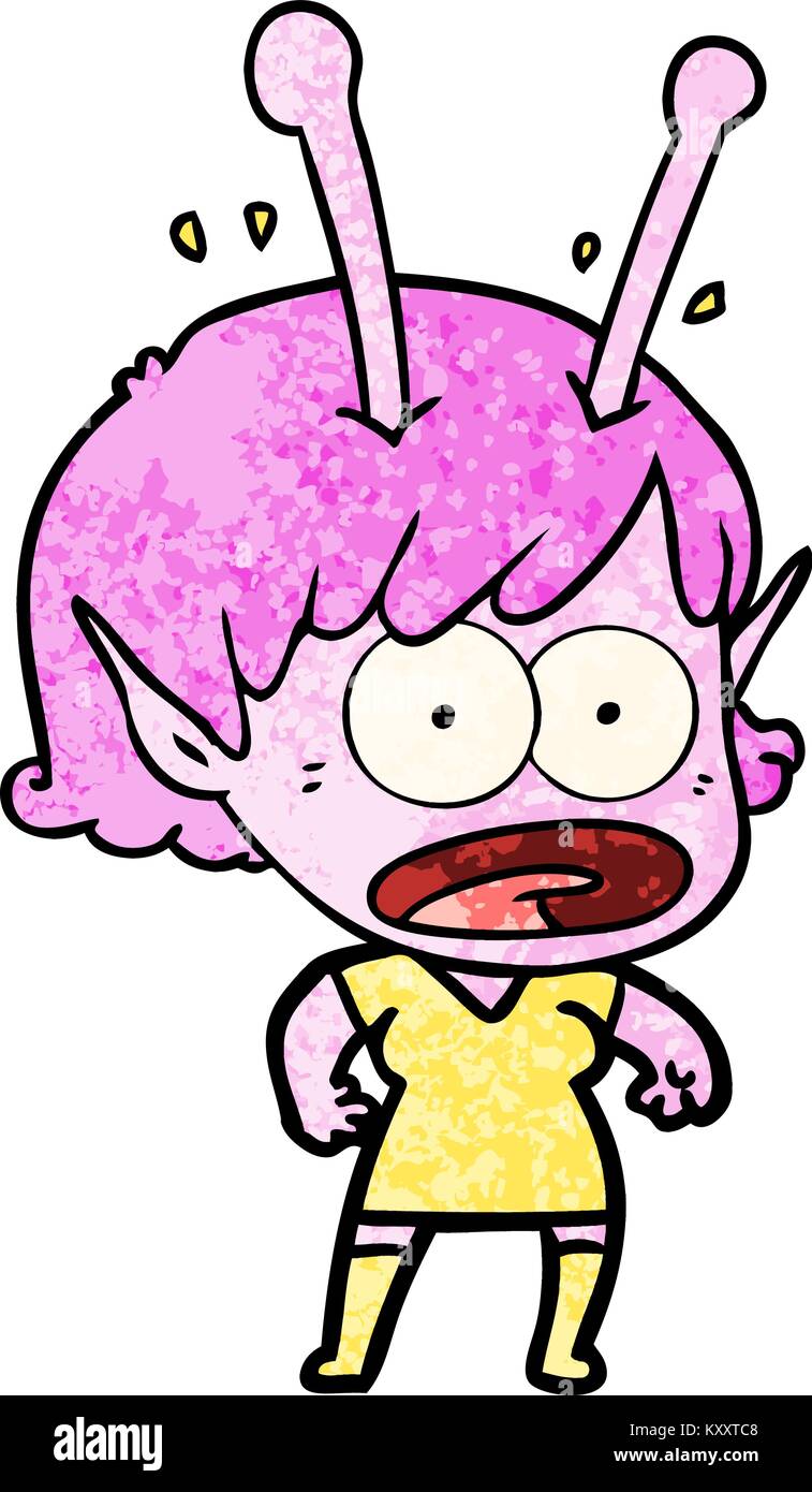cartoon shocked alien girl Stock Vector Image & Art - Alamy