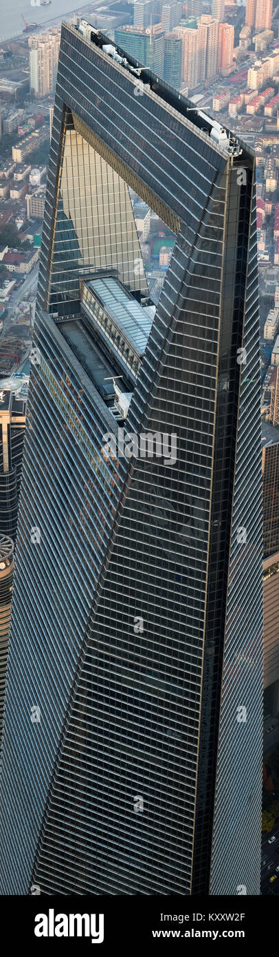 Top of Shanghai World Financial Tower seen from Stock Photo - Alamy