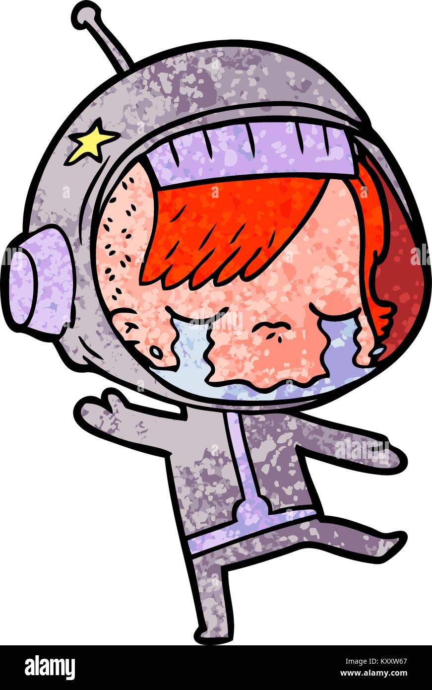 cartoon crying astronaut girl Stock Vector Image & Art - Alamy