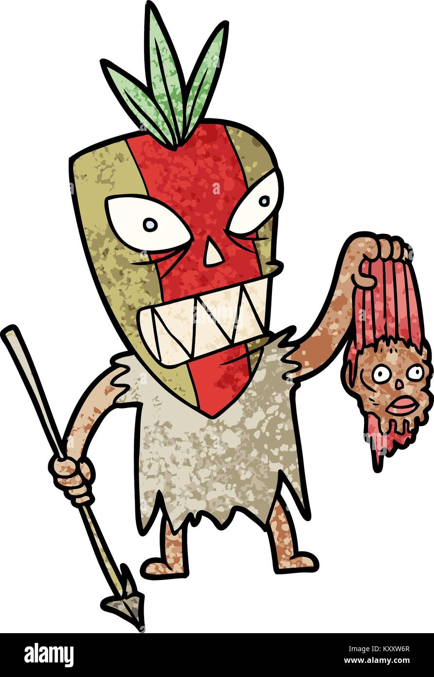 cartoon tribesman with shrunken head Stock Vector Image & Art - Alamy