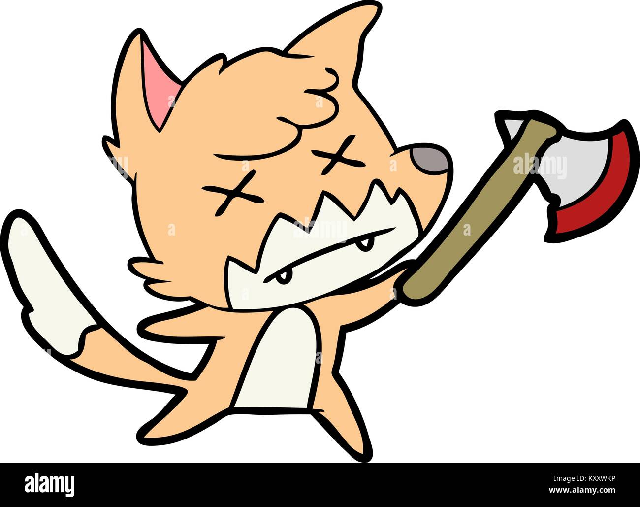 cartoon dead fox with axe Stock Vector Image & Art - Alamy