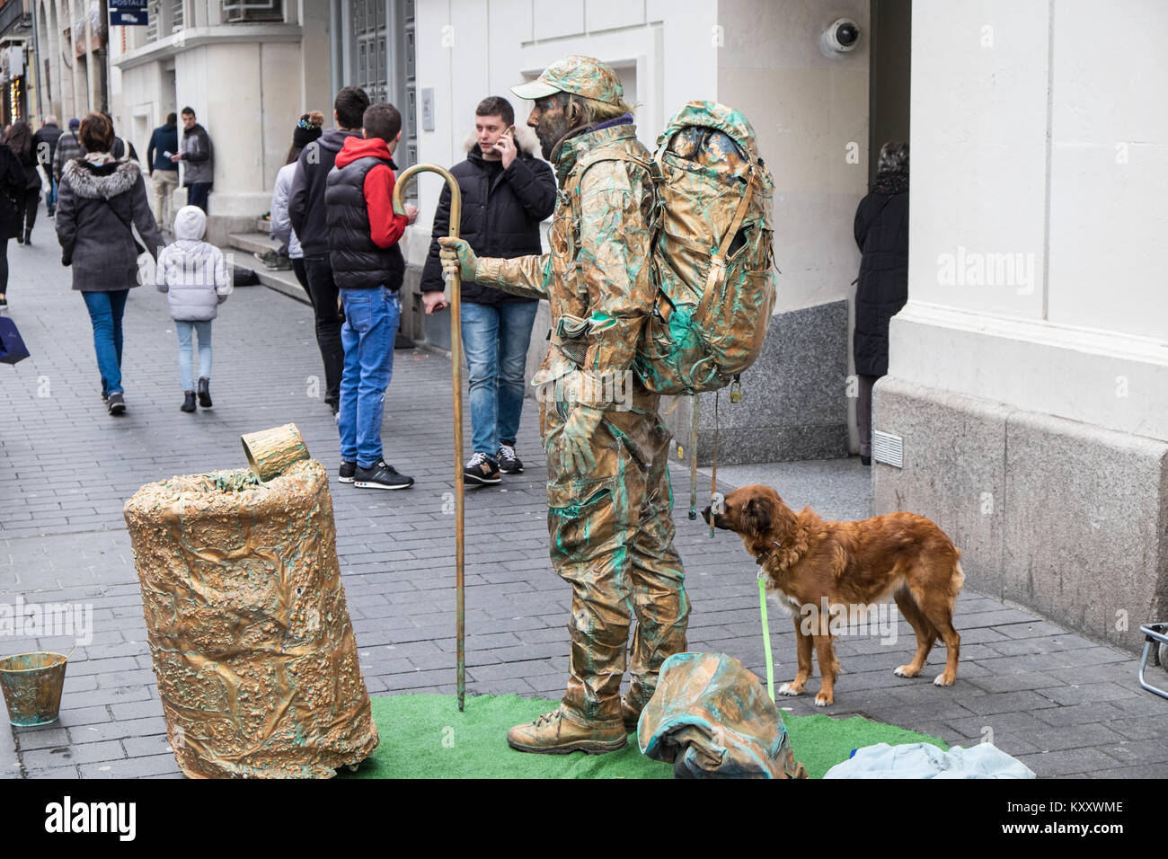 stand,still,artist,busker,with,dog,in,centre,of,Toulouse,French ...
