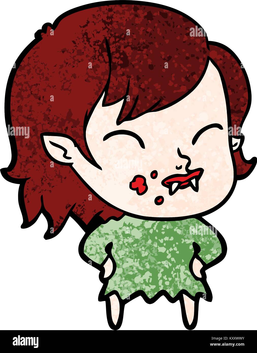 cartoon vampire girl with blood on cheek Stock Vector Image & Art - Alamy