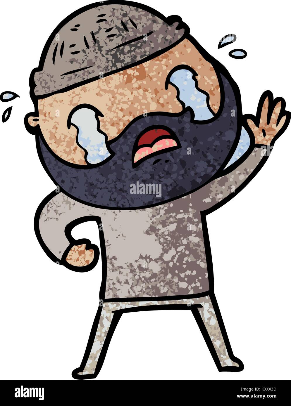 cartoon bearded man waving and crying Stock Vector Image & Art - Alamy