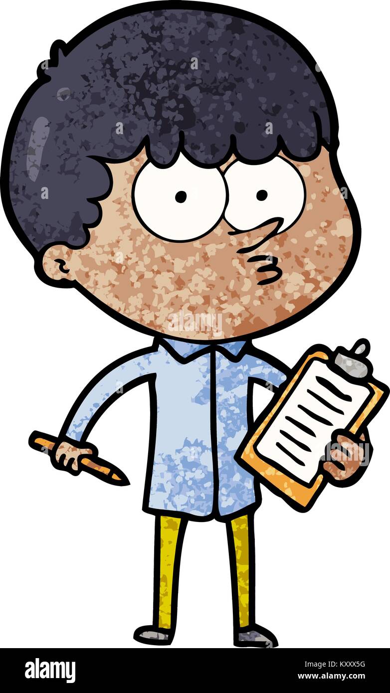 cartoon curious boy taking notes Stock Vector Image & Art - Alamy