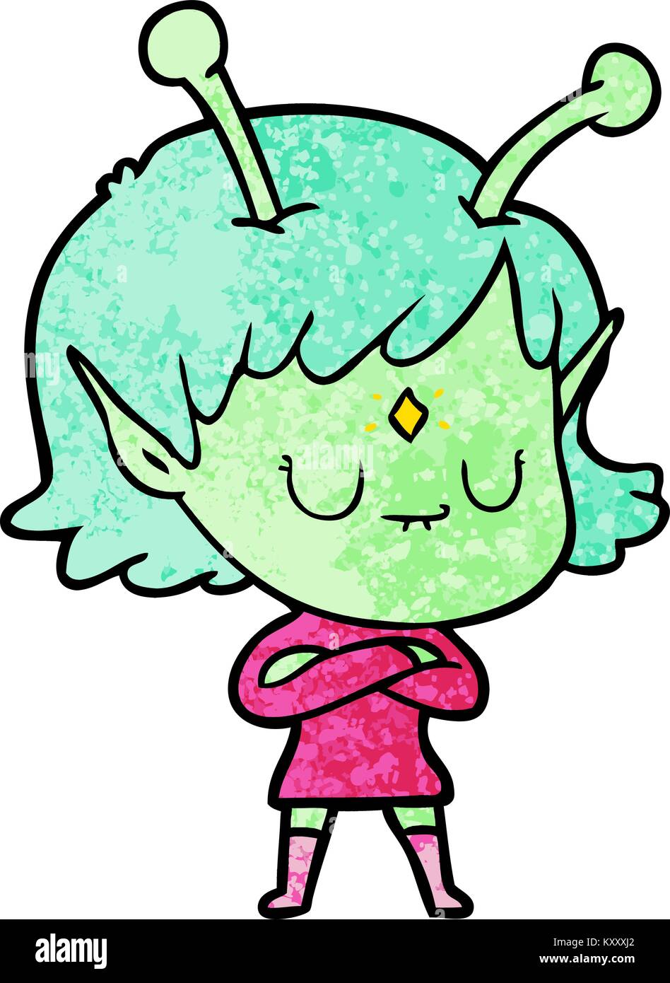 cartoon alien girl Stock Vector Image & Art - Alamy
