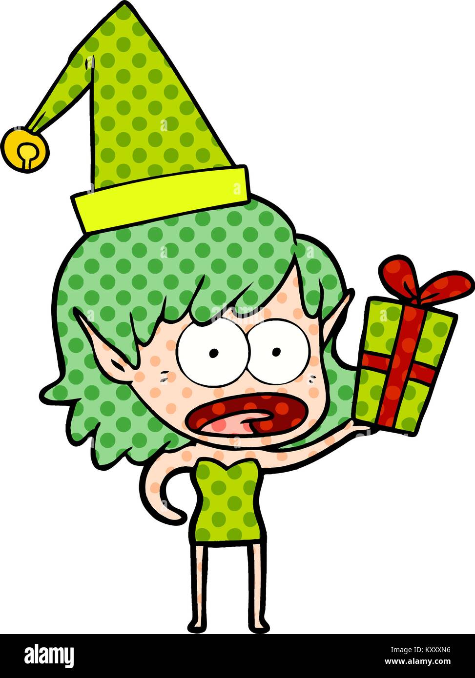 cartoon shocked christmas elf girl Stock Vector Image & Art - Alamy