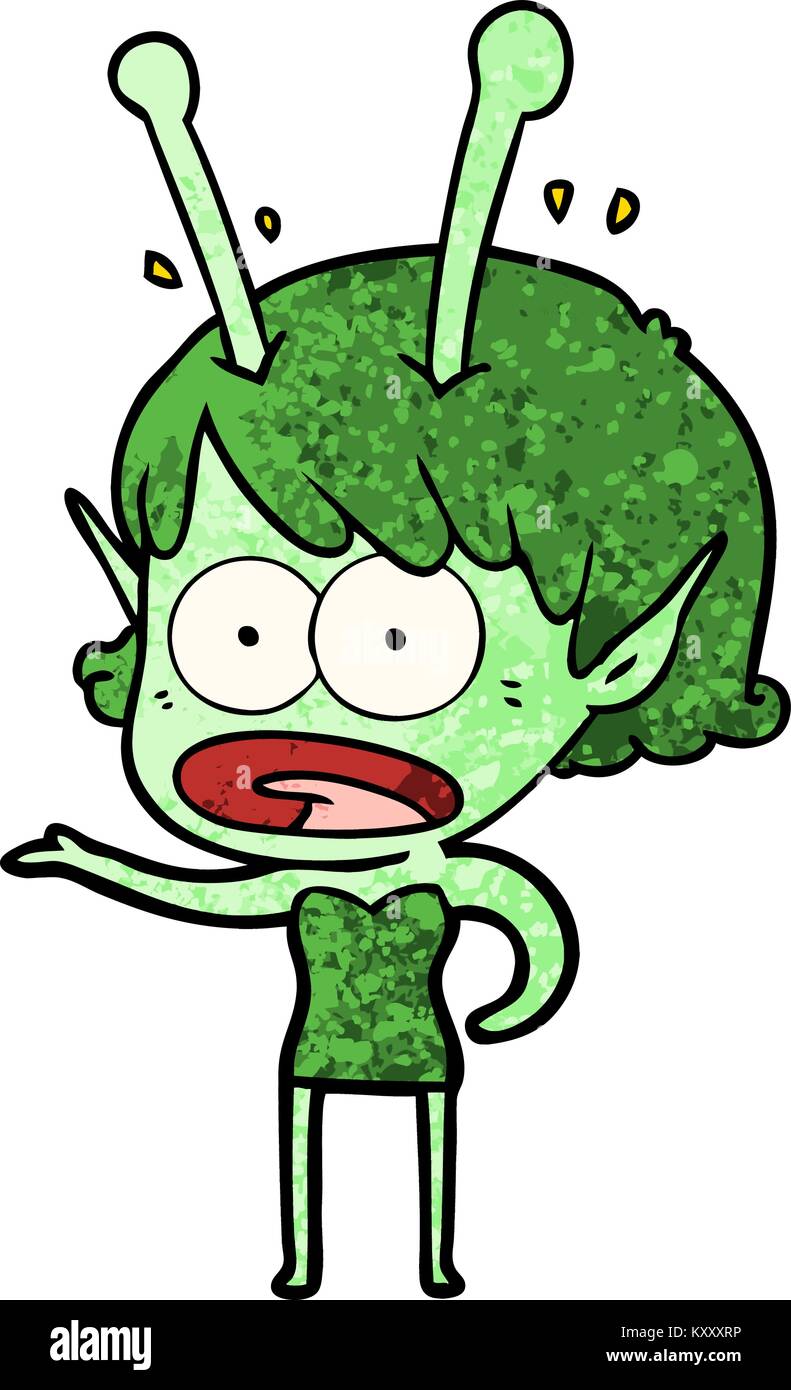 cartoon shocked alien girl Stock Vector Image & Art - Alamy
