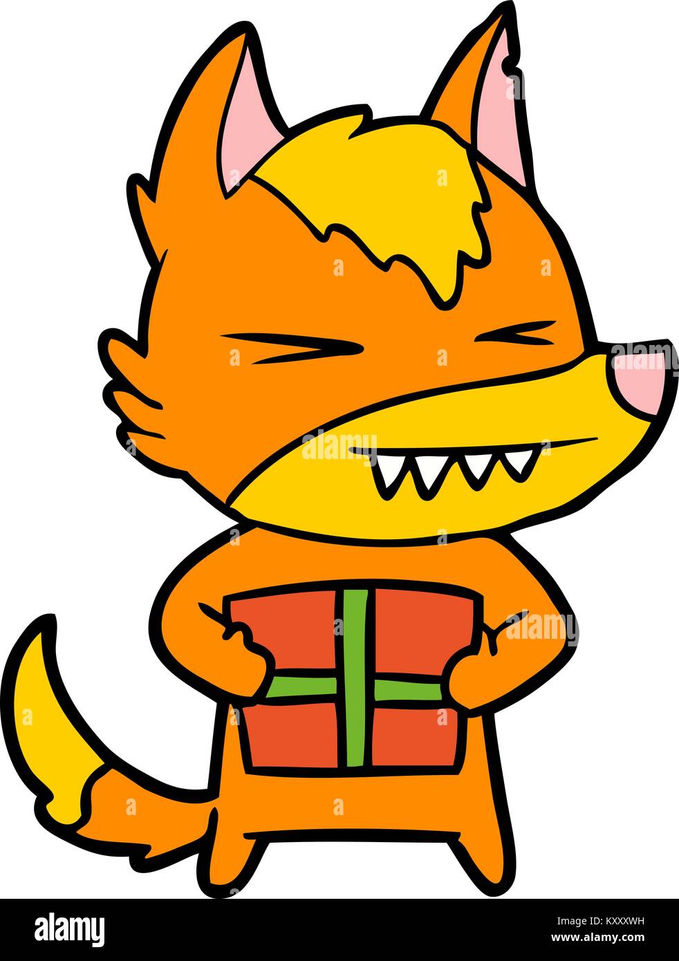 fox cartoon character with present Stock Vector Image & Art - Alamy