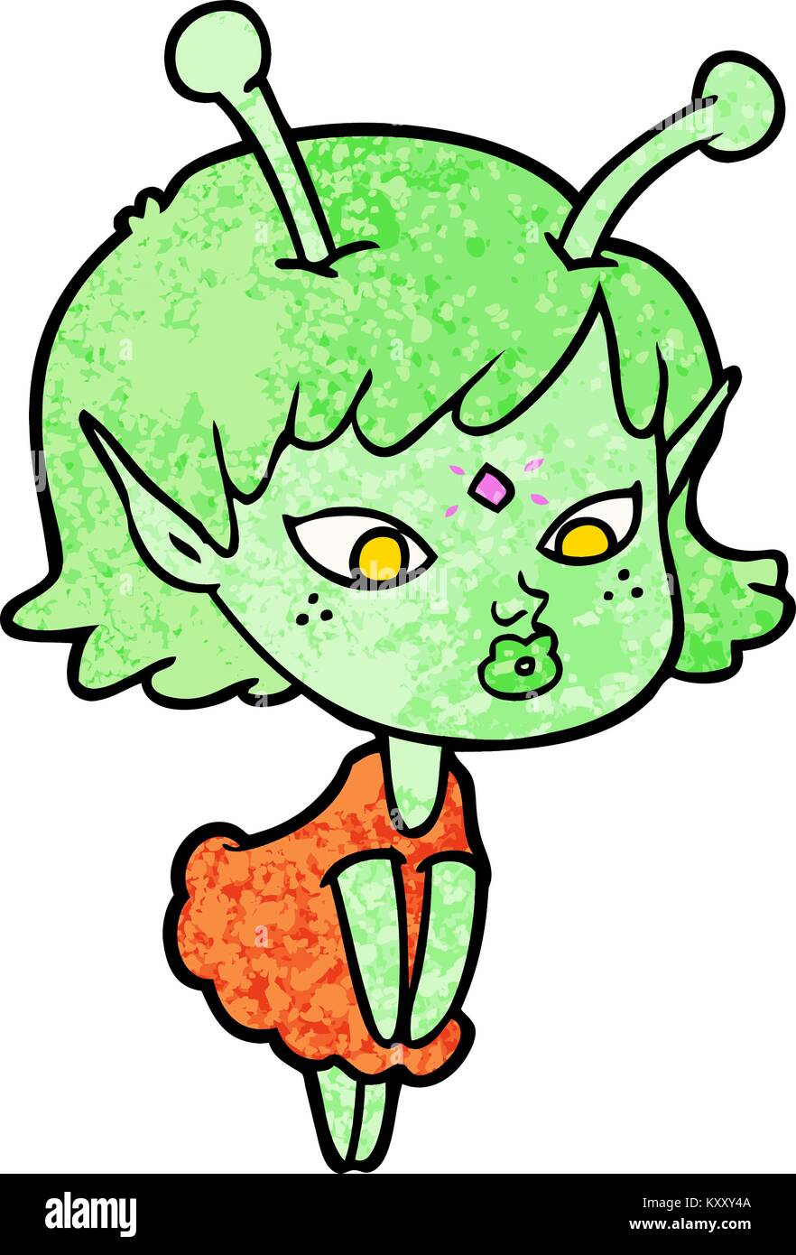 pretty cartoon alien girl Stock Vector Image & Art - Alamy