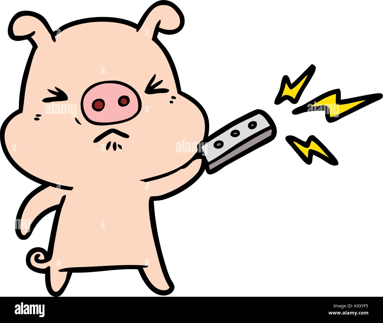 cartoon grumpy pig with remote control Stock Vector Image & Art - Alamy
