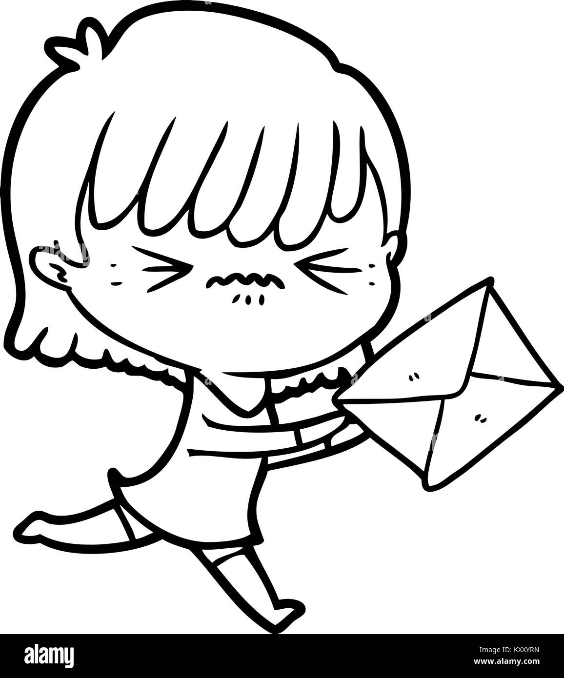 annoyed cartoon girl with letter Stock Vector Image & Art - Alamy