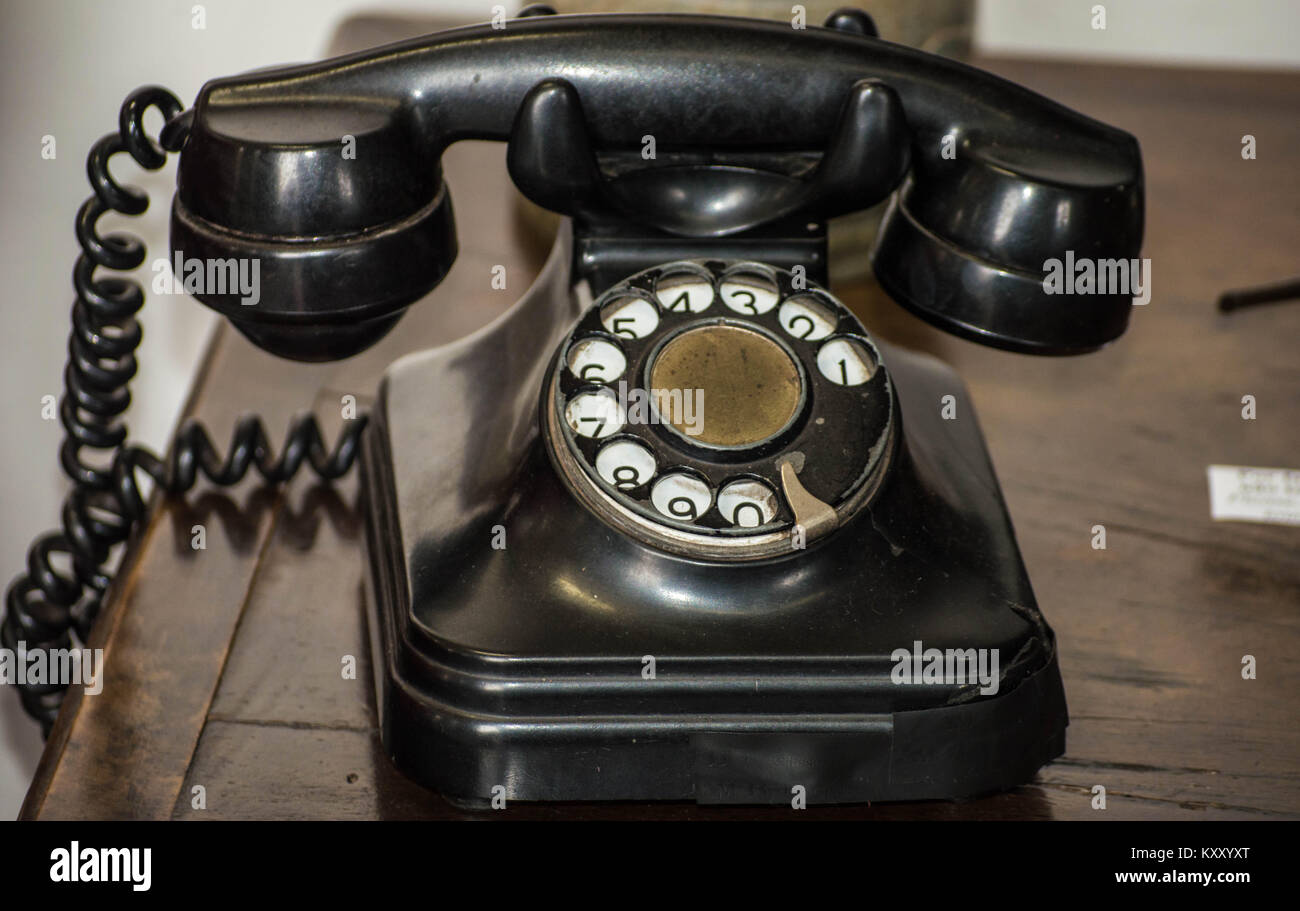 black talephone, vintage model, disc with numbers, like an used in 70 ...