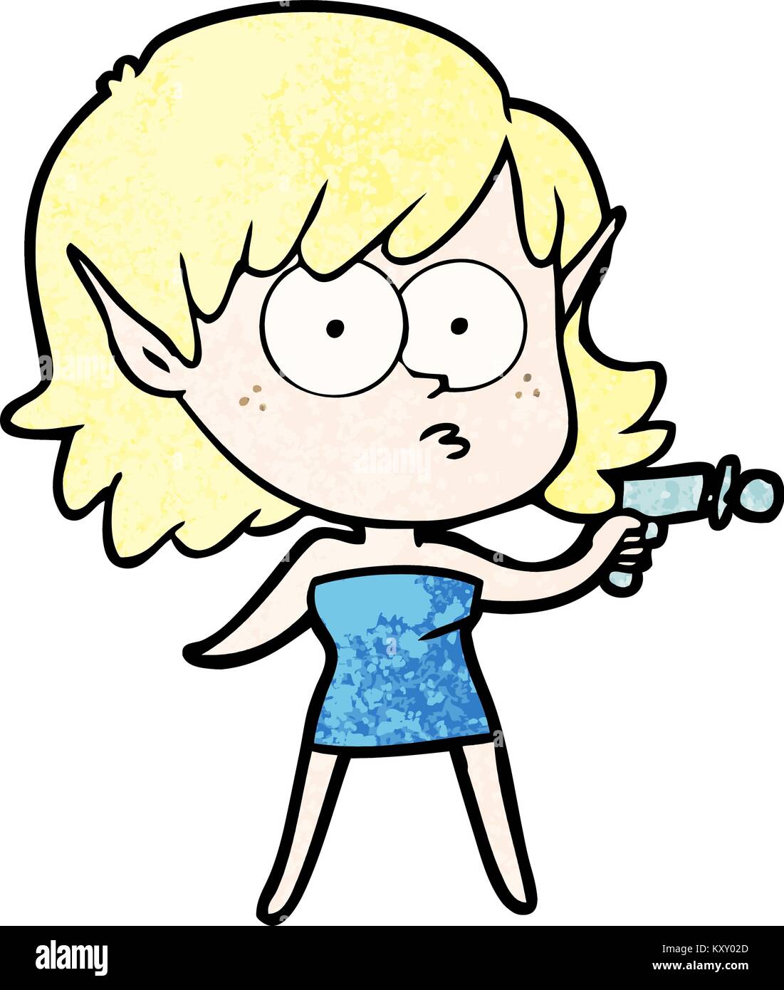 cartoon elf girl with ray gun Stock Vector Image & Art - Alamy