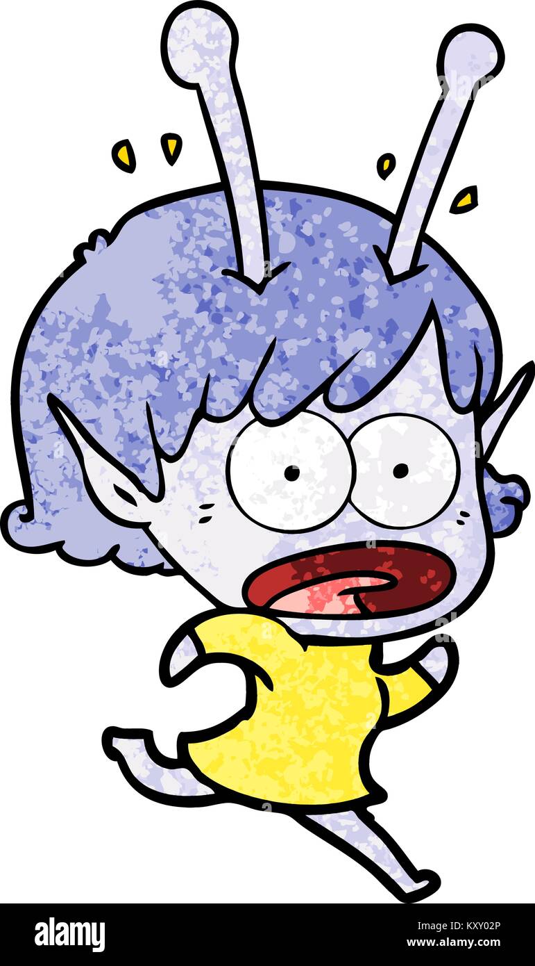cartoon shocked alien girl Stock Vector Image & Art - Alamy