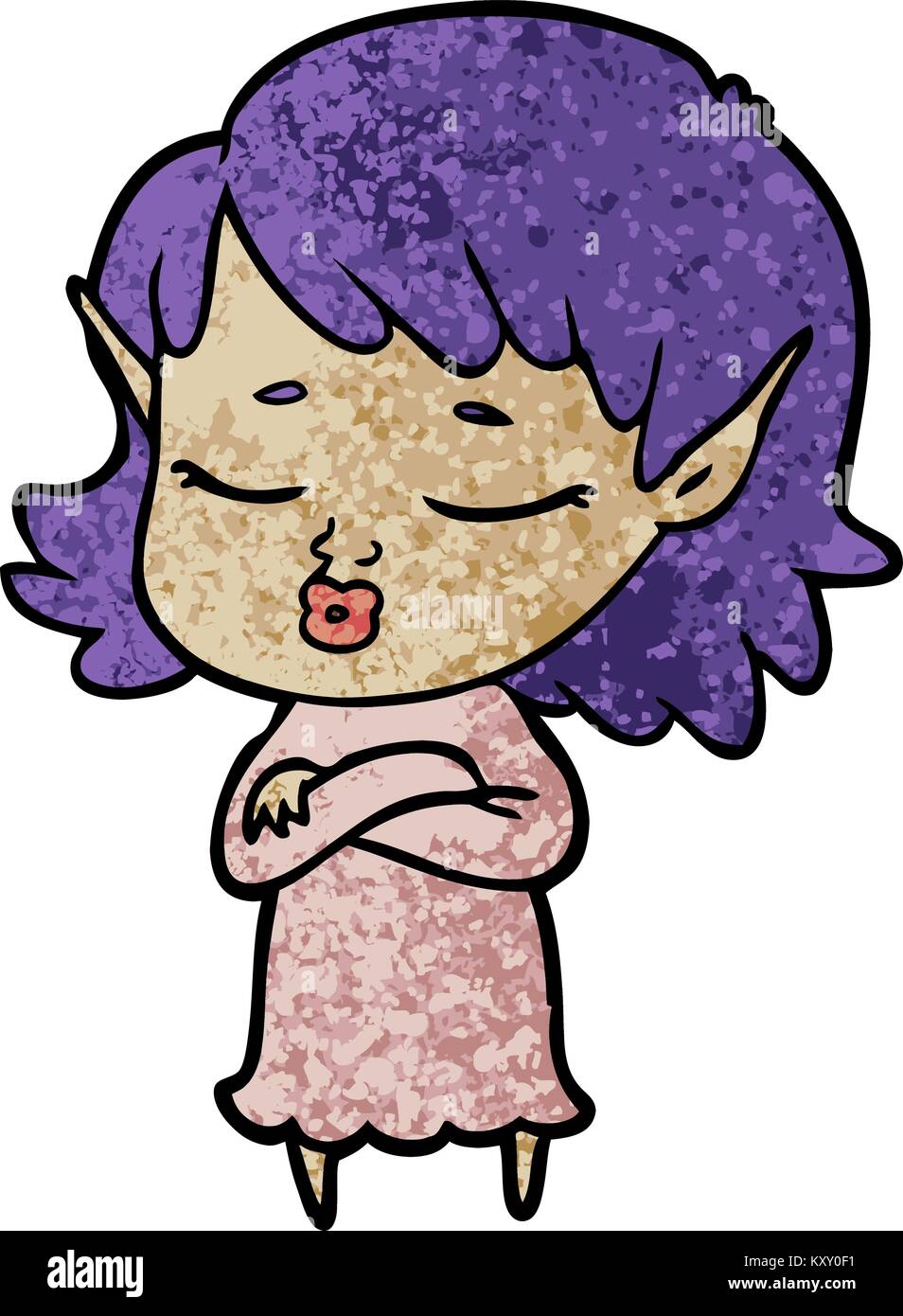 pretty cartoon elf girl with corssed arms Stock Vector Image & Art - Alamy