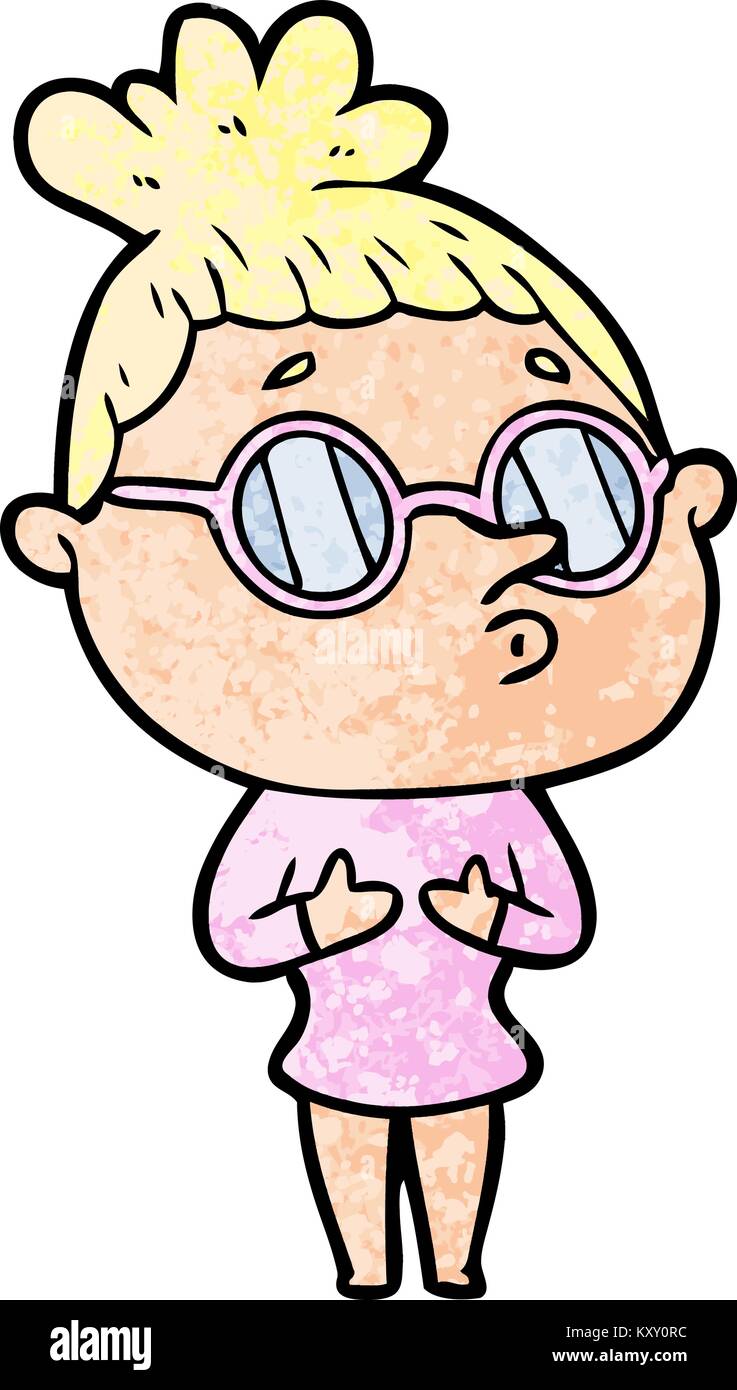 cartoon woman wearing glasses Stock Vector Image & Art - Alamy