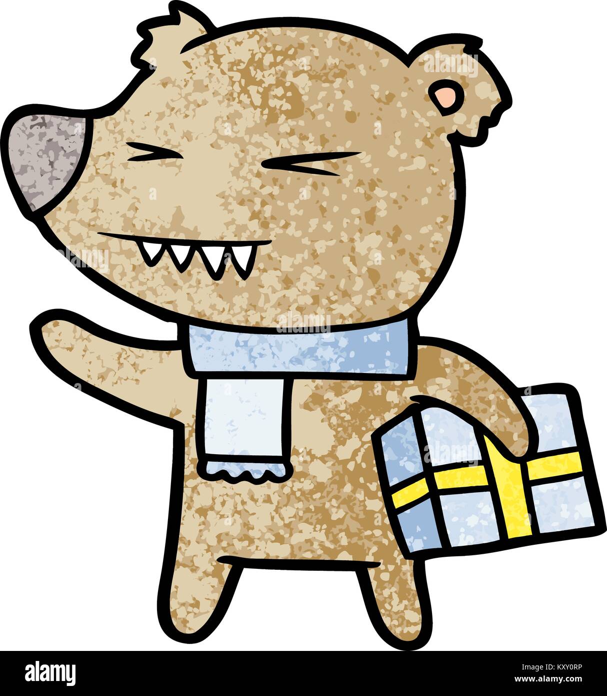 bear cartoon character with present Stock Vector Image & Art - Alamy