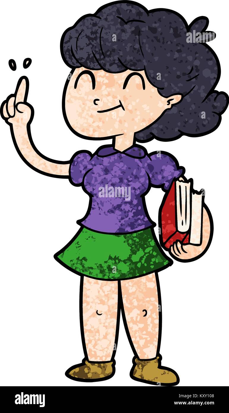 cartoon girl with books Stock Vector Image & Art - Alamy