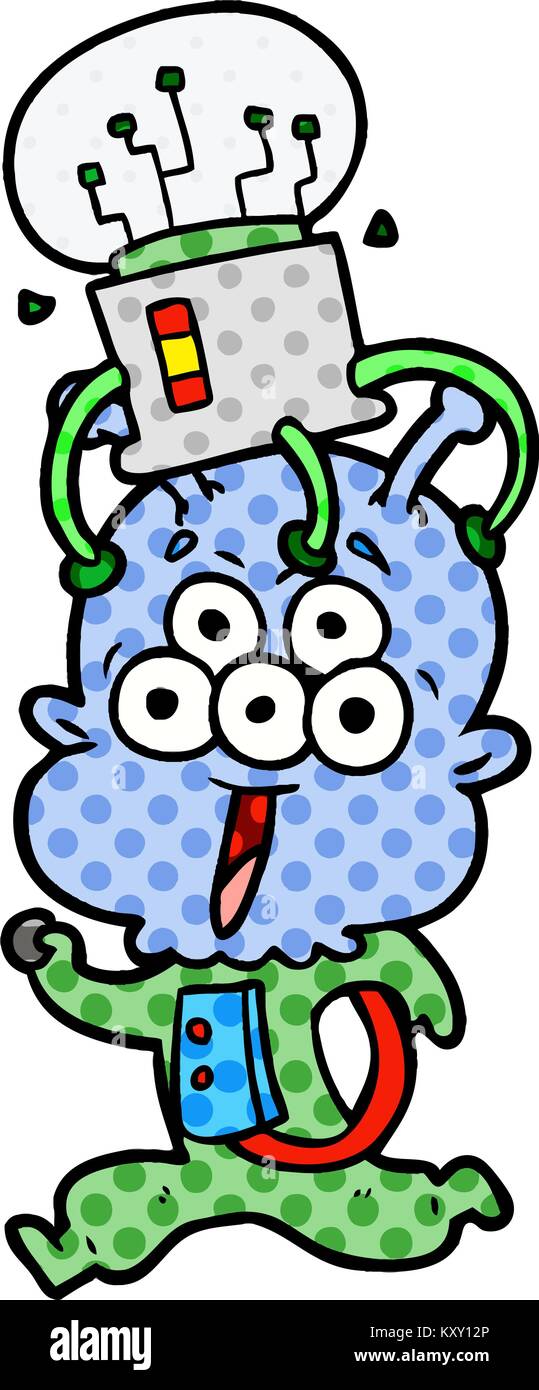 happy cartoon alien running Stock Vector Image & Art - Alamy