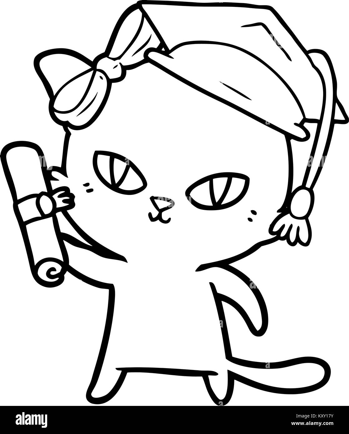 cute cartoon cat graduating Stock Vector Image & Art - Alamy