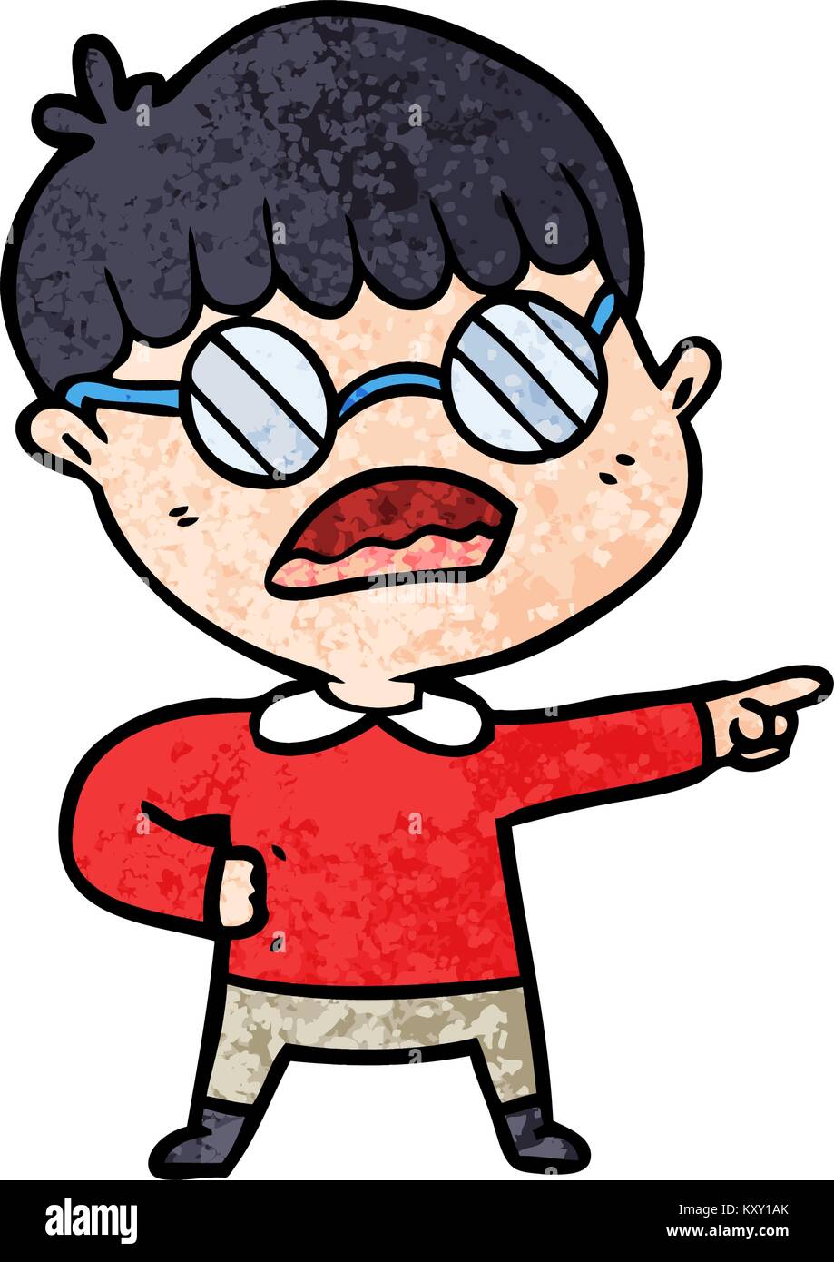 cartoon pointing boy wearing spectacles Stock Vector Image & Art - Alamy