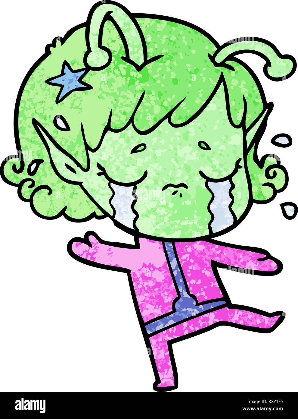 cartoon crying alien girl Stock Vector Image & Art - Alamy