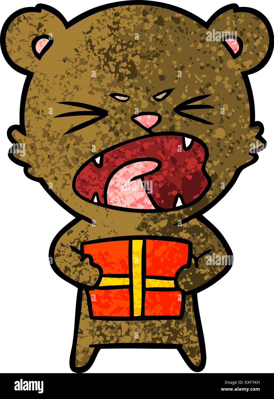 angry cartoon bear with present Stock Vector Image & Art - Alamy