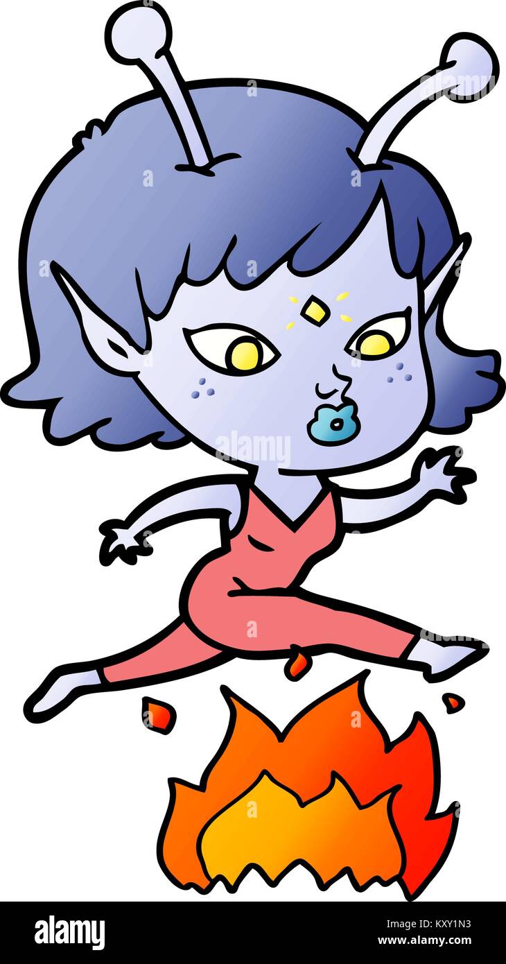 Woman jumping over fire Stock Vector Images - Alamy