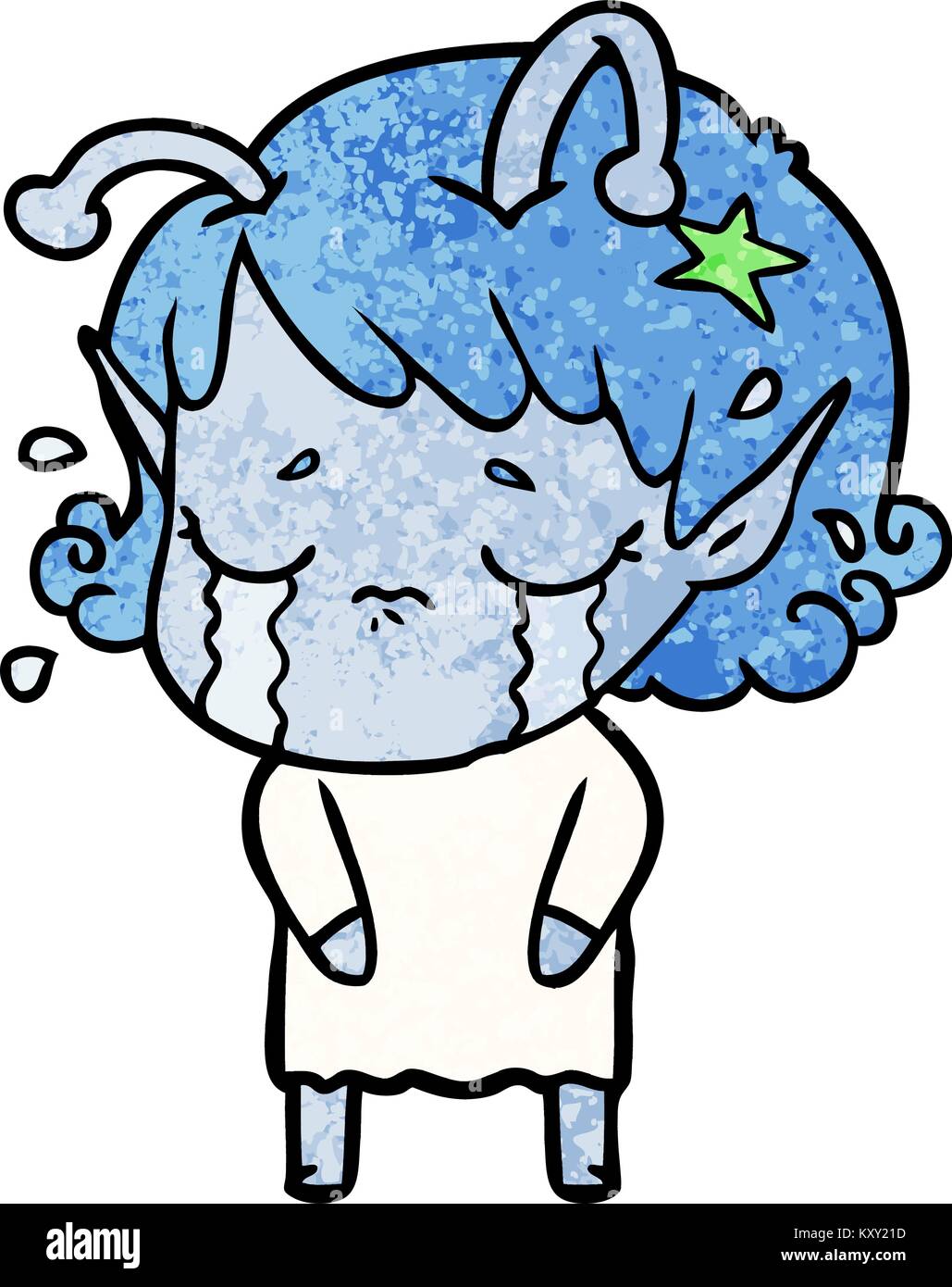 cartoon crying alien girl Stock Vector Image & Art - Alamy