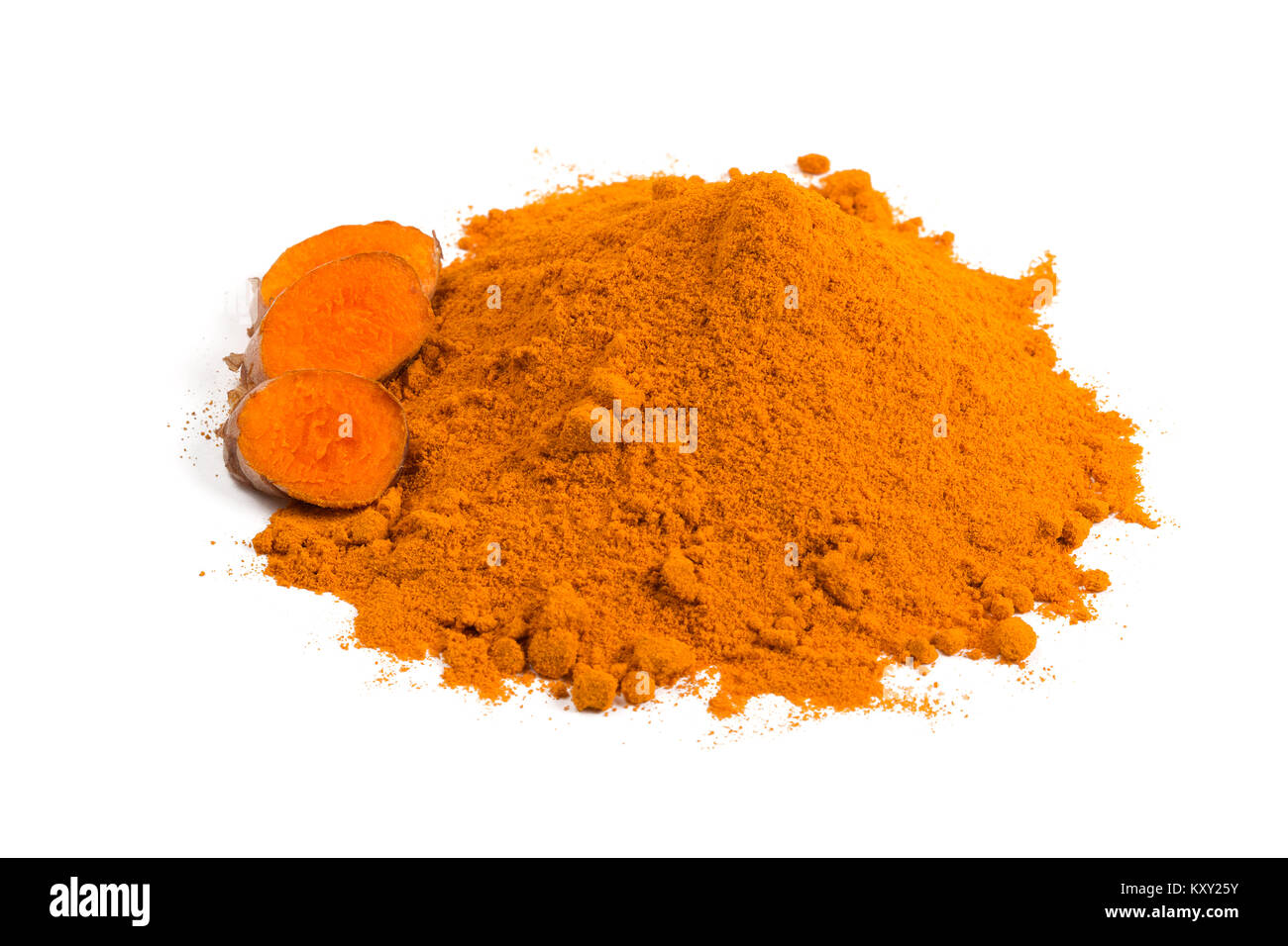 Turmeric rhizome and powder isolated over white background Stock Photo ...