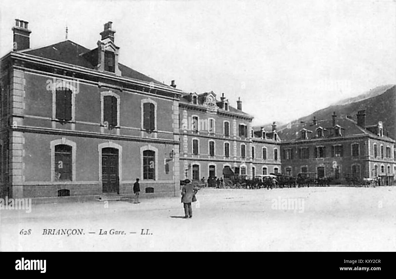 This photograph from 1900 shows Gare Briançon, a historic railway ...