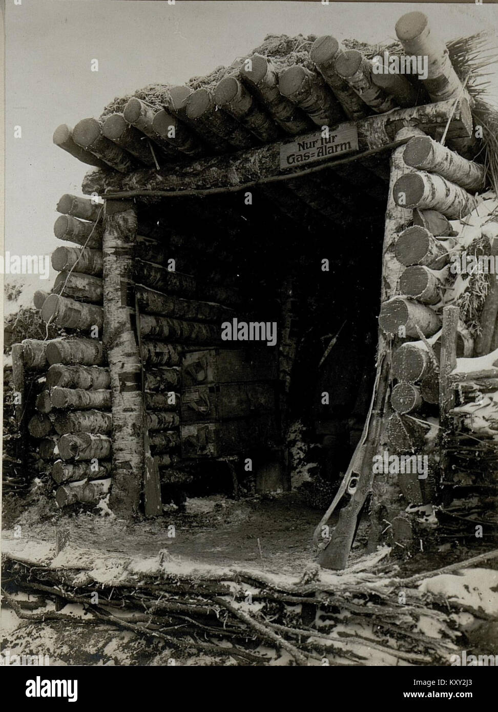 This image from January 9, 1917, depicts a gas alarm post in the ...