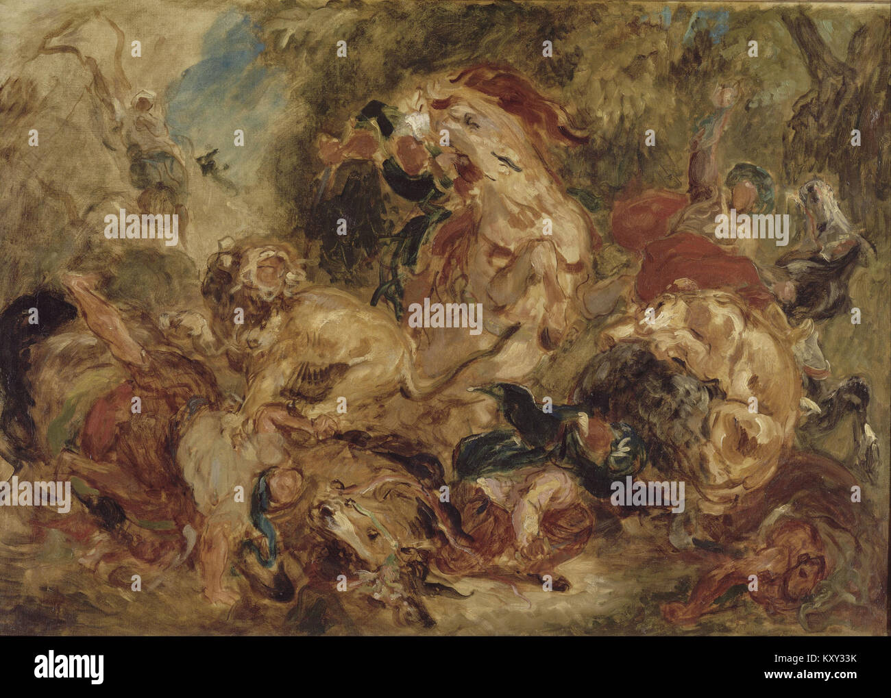 Eugène Delacroix - The Lion Hunt - Google Art Project Stock Photo - Alamy