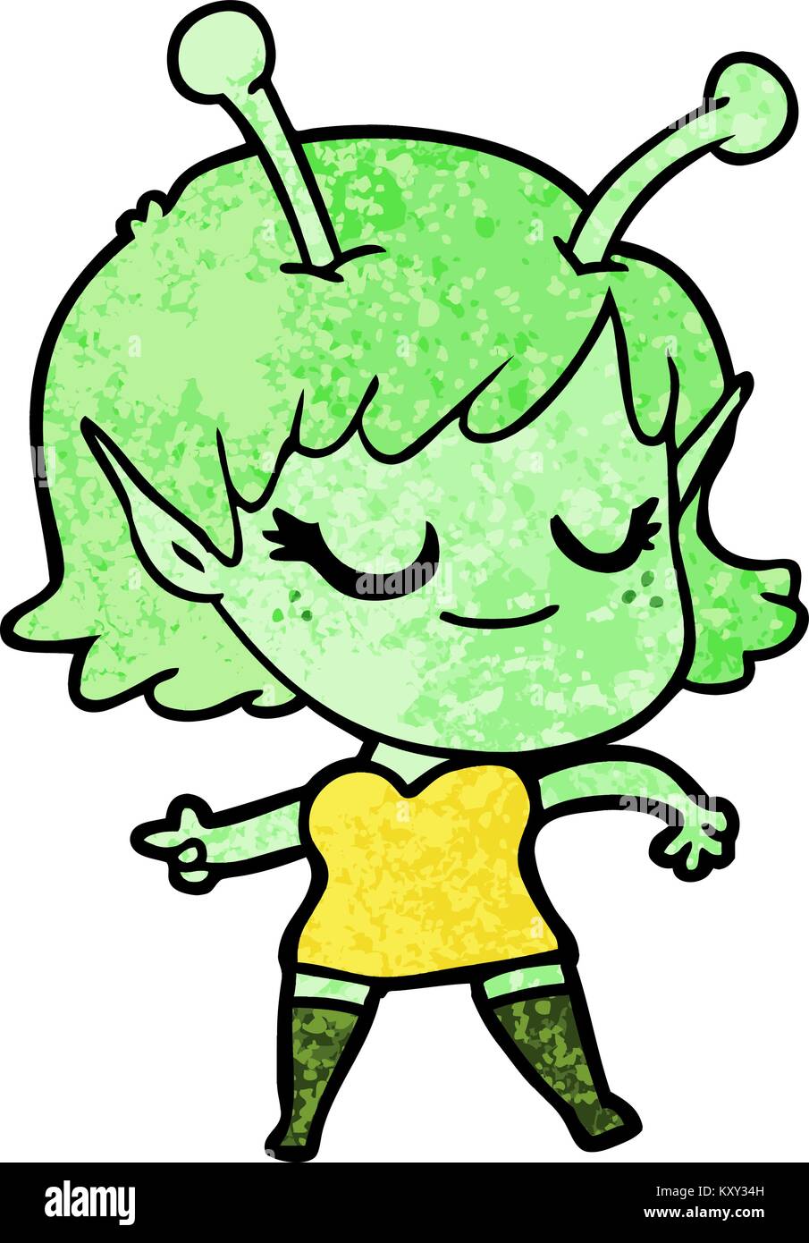 smiling alien girl cartoon Stock Vector Image & Art - Alamy